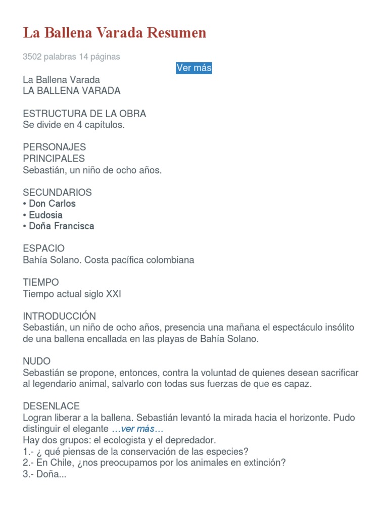 La Ballena Varada Resumen | PDF | Cetacea | Colombia