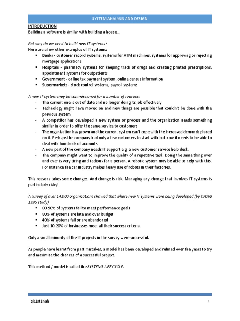 Introduction To System Analysis And Design Pdf Feasibility Study