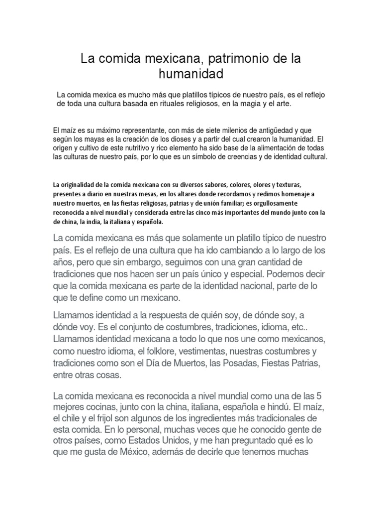 La Comida Mexicana | PDF | Cocina mexicana | Alimentos