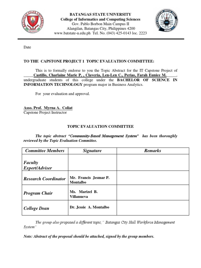 Topic Abstract Form For IT | PDF