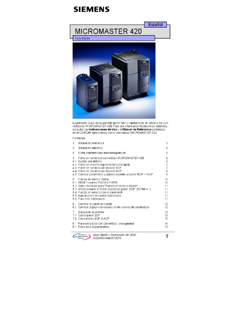 Micromaster 420. Español. Guía Rápida PDF | PDF