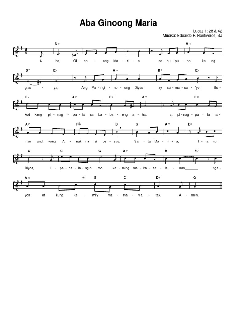 Aba Ginoong Maria (Hontiveros) | PDF
