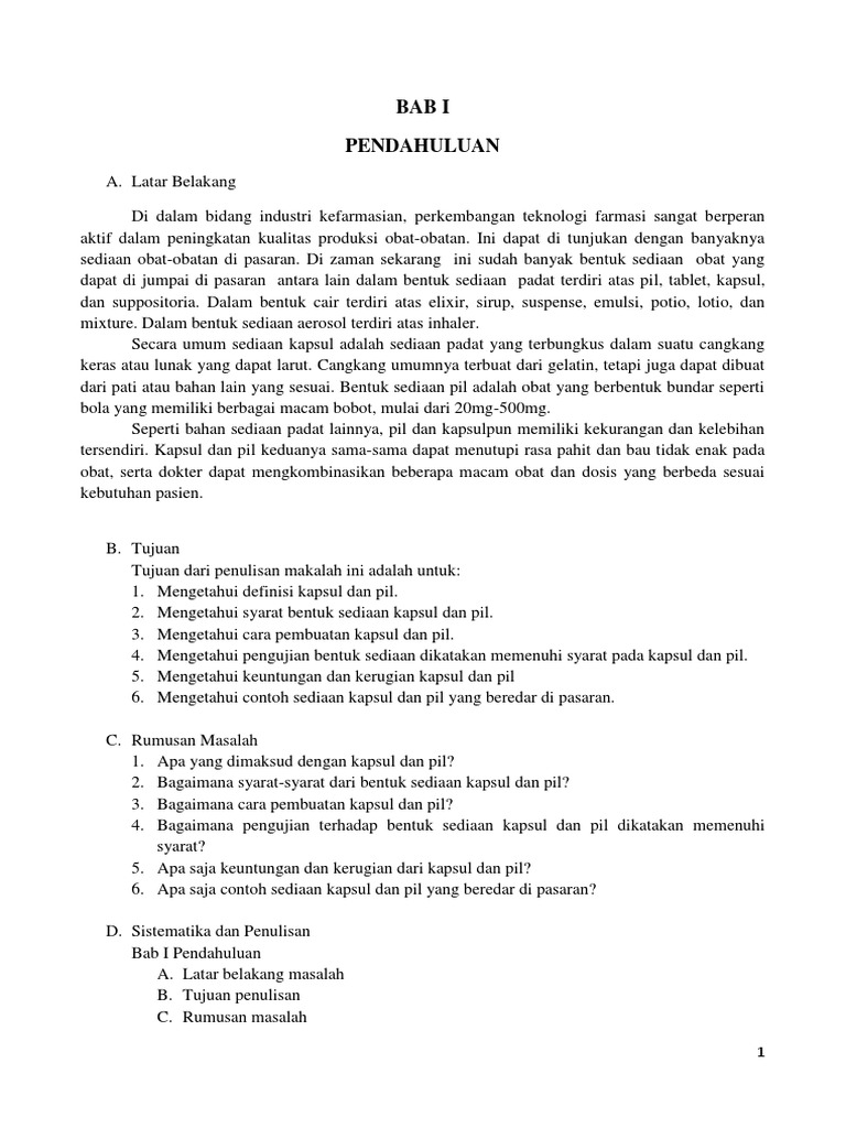 BSO Kapsul Dan Pil | PDF
