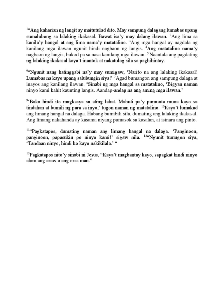 Ang Sampung Dalaga | PDF