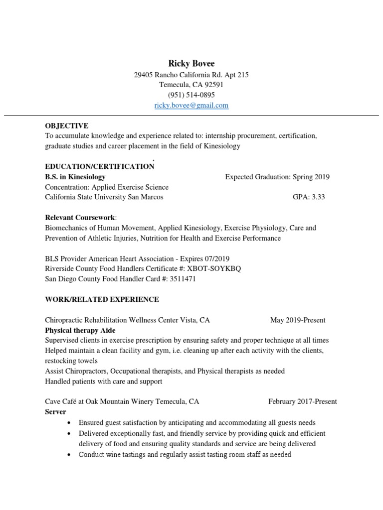 Ricky Resume Updated | PDF | Physical Therapy | Occupational Therapy
