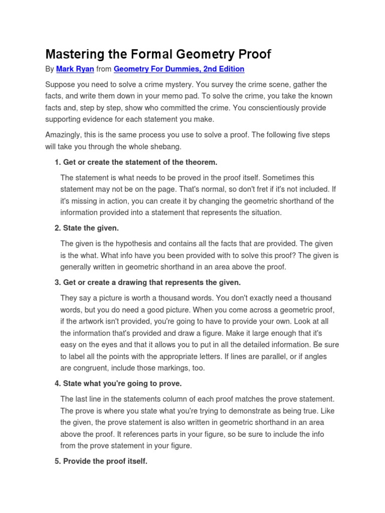 Formal Geometry Proofs Explained | PDF | Mathematical Proof | Theorem