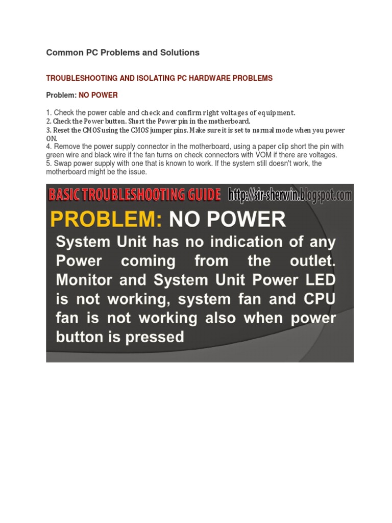 Common PC Problems and Solutions | PDF | Windows Registry | Bios