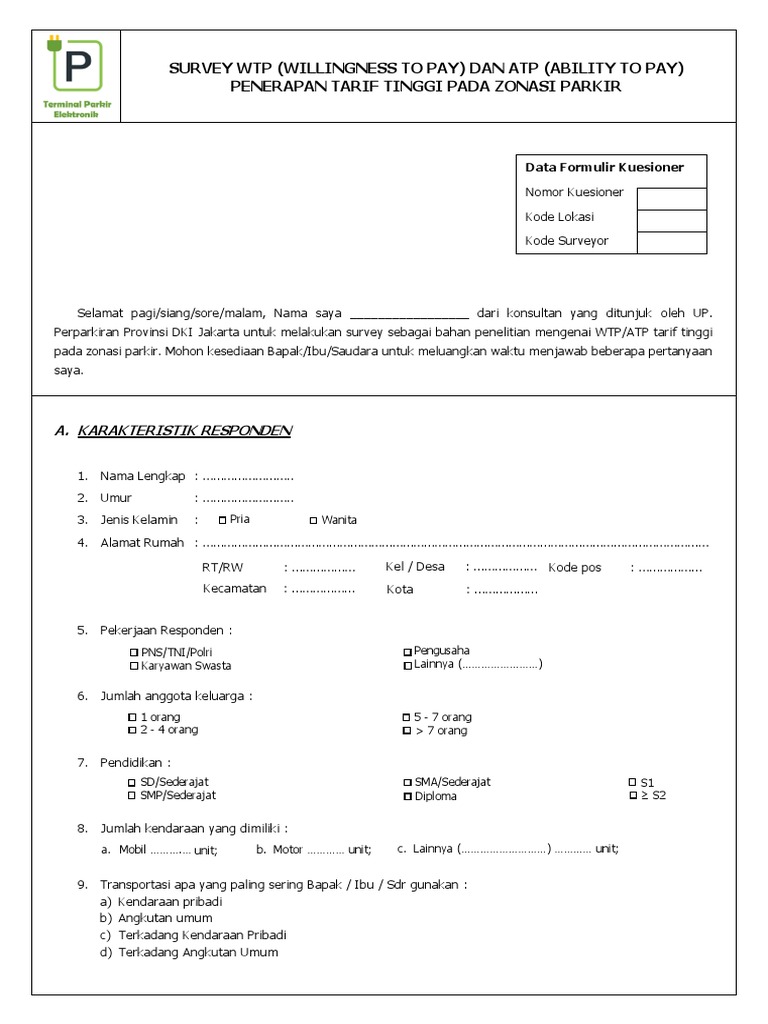 Form Survei ATP-WTP TPE | PDF