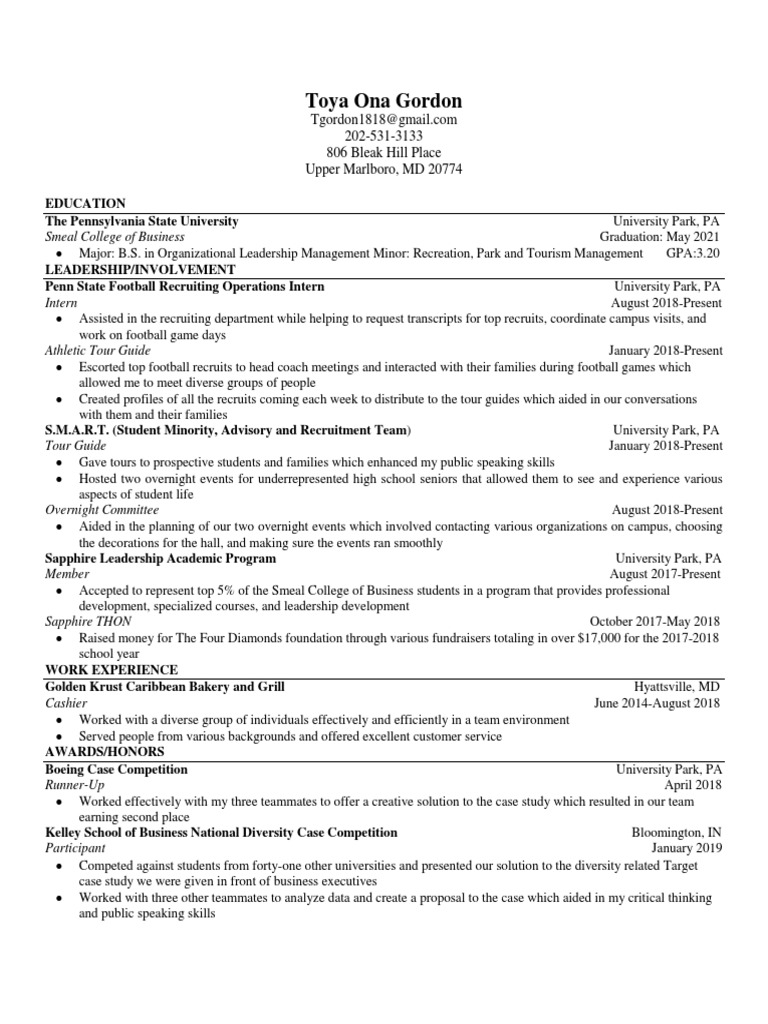 Toya Gordon Resume 2019-1 | PDF | Cognition | Behavior Modification