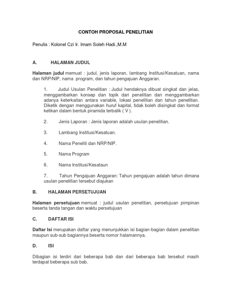 Contoh Proposal Penelitian | PDF