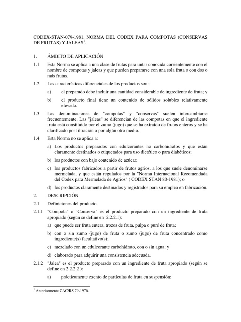 Codex Stan 079 1981 | PDF | Glucosa | Concentración