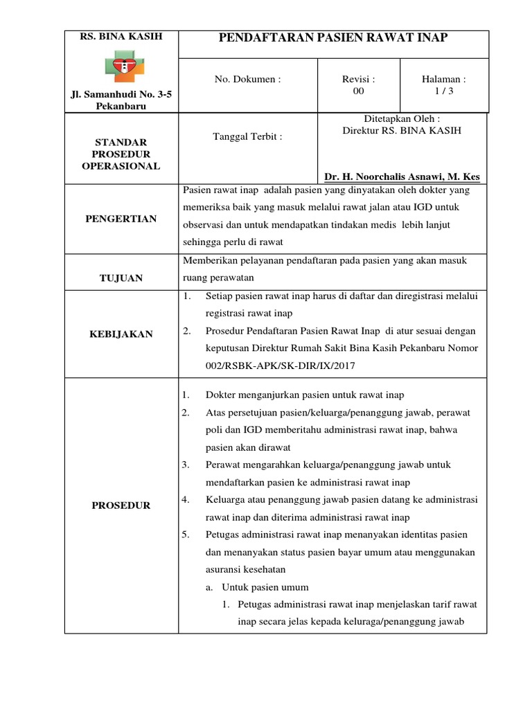 Sop Rawat Inap | PDF