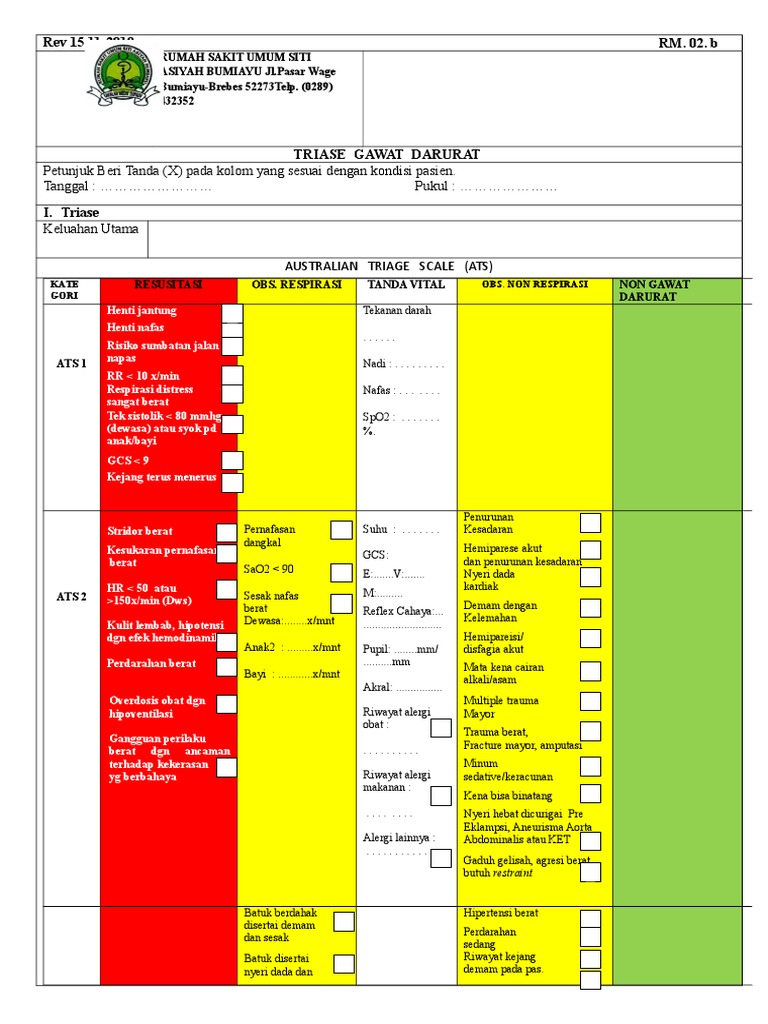 Formulir Triase Igd | PDF Formulir Triase Igd | PDF