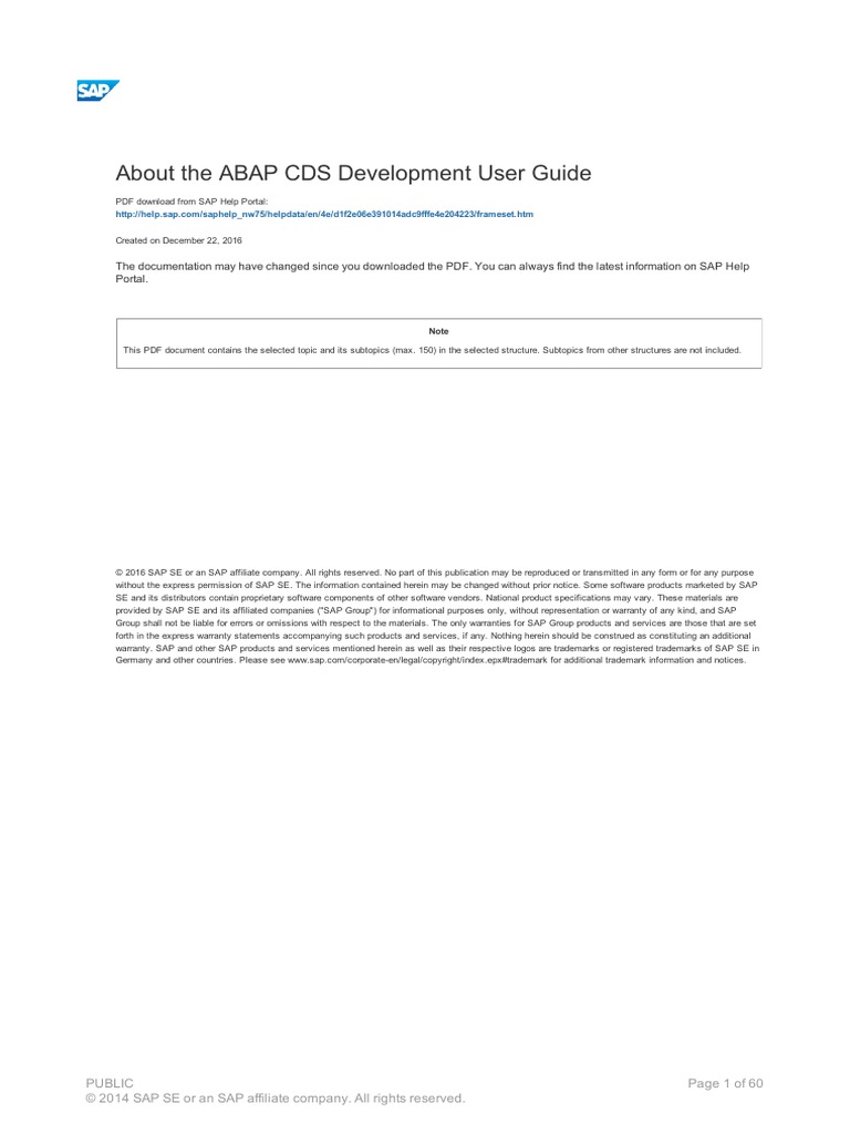 About The ABAP CDS Development User Guide | PDF | Sql | Databases