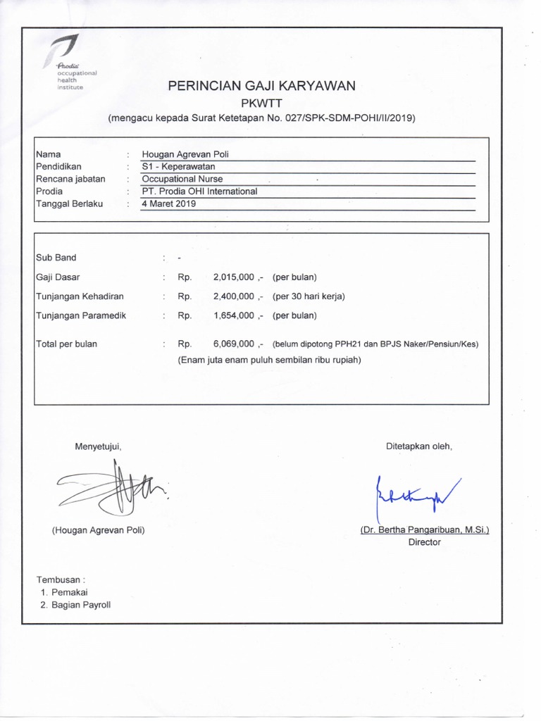 Perincian Gaji Karyawan 1 | PDF