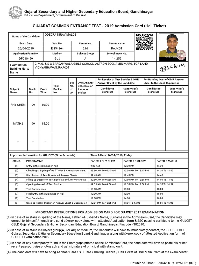 Gujarat Secondary and Higher Secondary Education Board, Gandhinagar ...
