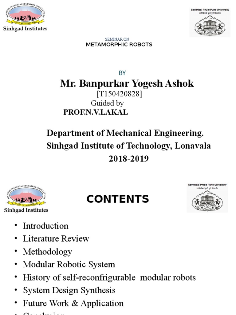 Metamorphic Robots Seminar | PDF | Engineering