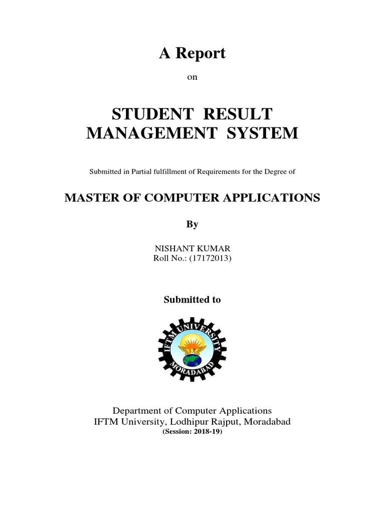 Student Result Management System Project Report | PDF | Software ...