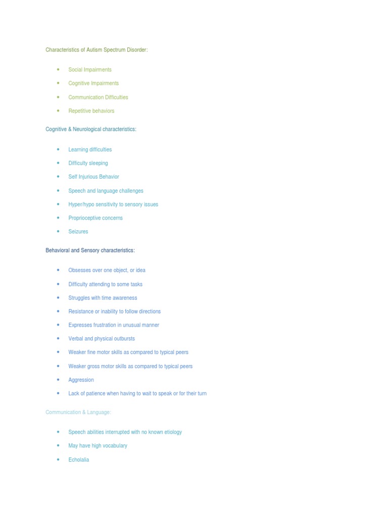Characteristics of Asd | PDF
