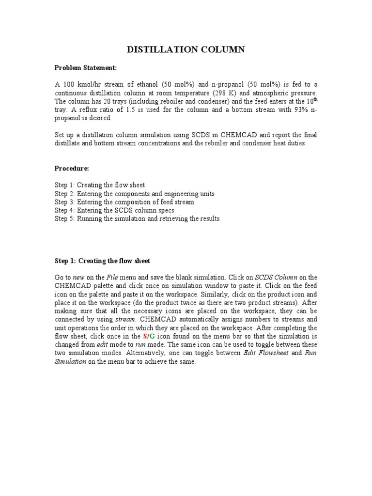 CHEMCAD Distillation Column | PDF | Distillation | Chemistry