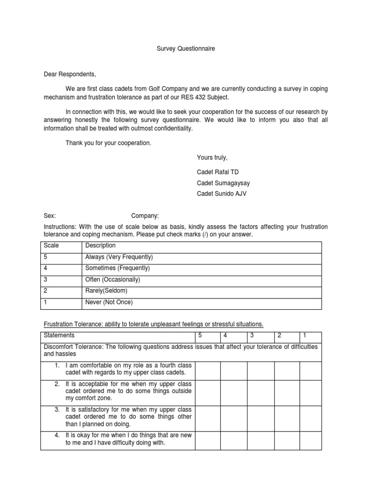 Level of Frustration Tolerance and Coping Mechanisms of Fourth Class ...