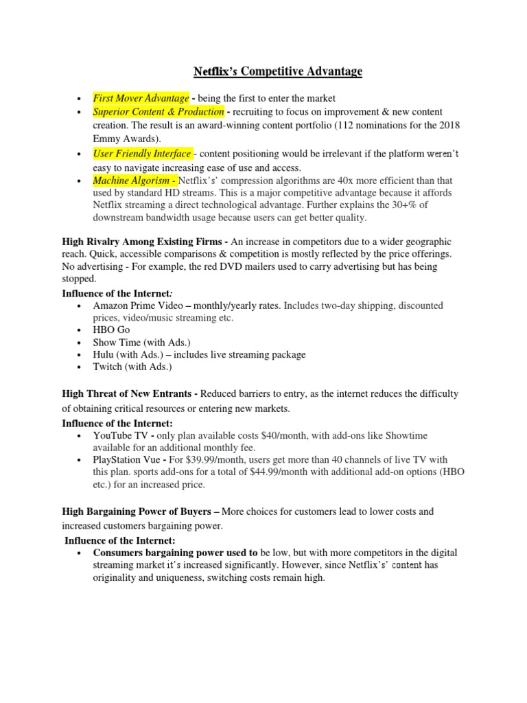 Netflix's Competitive Advantage | PDF | Streaming Media | Netflix