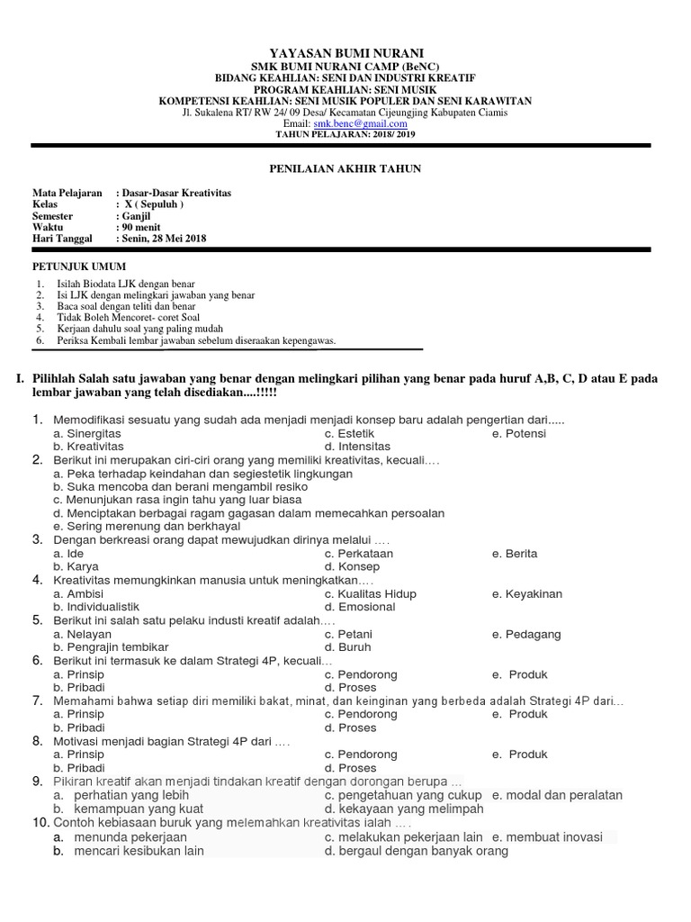 Soal Pas DDK X Ganjil | PDF
