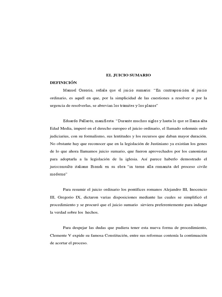 El Juicio Sumario Definición | Demanda judicial | Ley procesal
