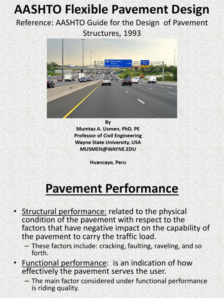 Reference: AASHTO Guide For The Design of Pavement Structures, 1993 ...