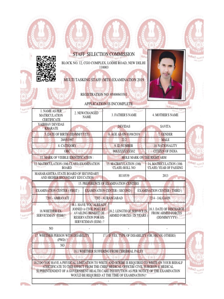 Staff Selection Commission: Multi Tasking Staff (MTS) Examination 2019 ...