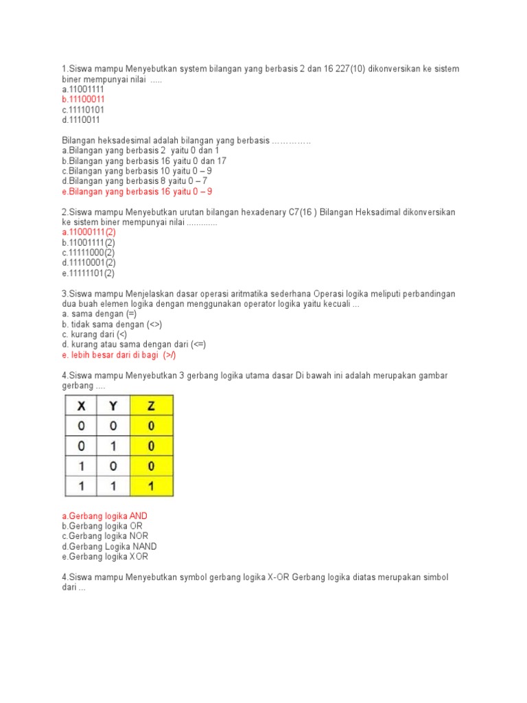 Gerbang Logika Soal Dan Jawaban | PDF