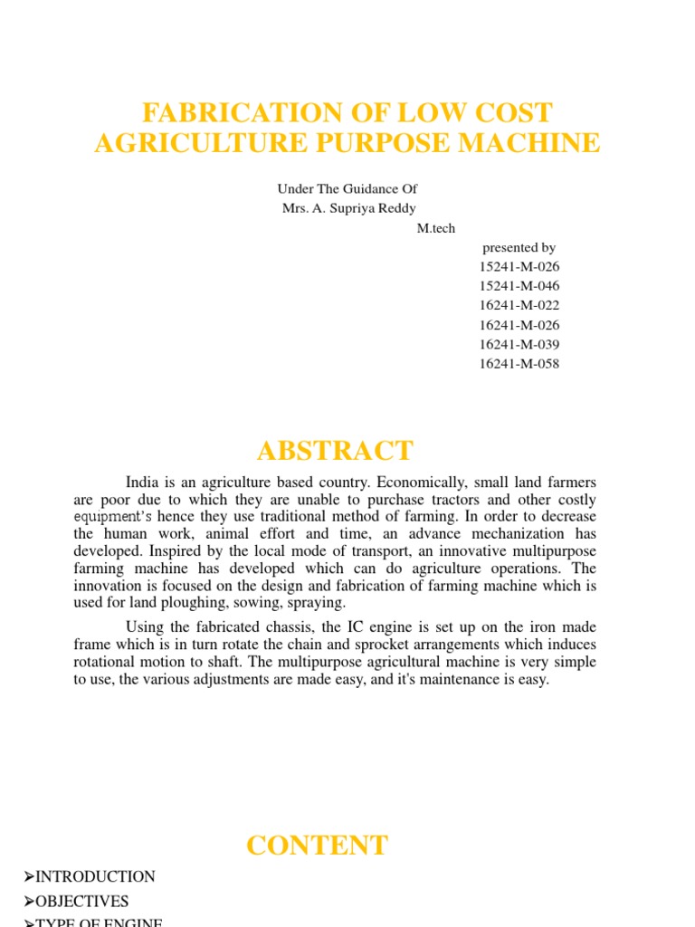 Multi Purpose Agriculture Machine | PDF | Plough | Sowing