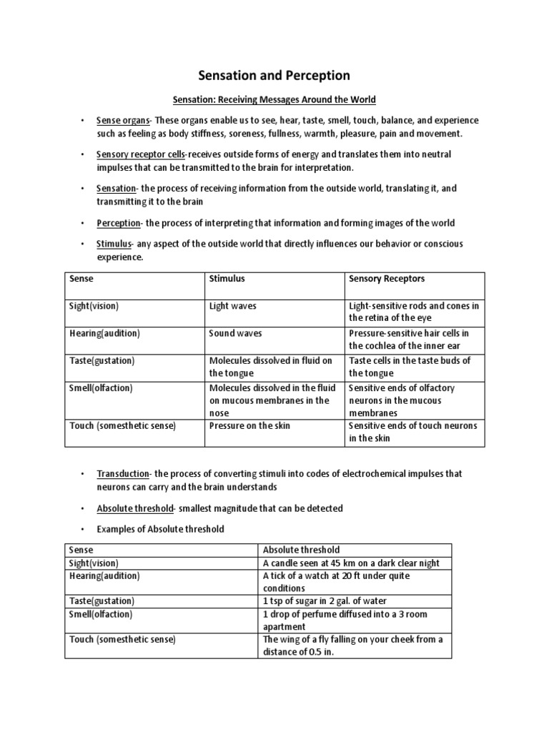 Sensation and Perception | PDF | Senses | Perception