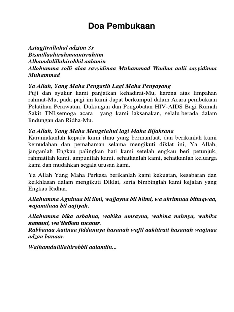 Doa Pembukaan Dan Penutupan | PDF