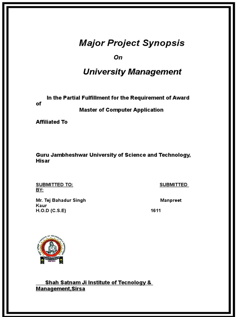 Major Project Synopsis: University Management | PDF | Php | Databases
