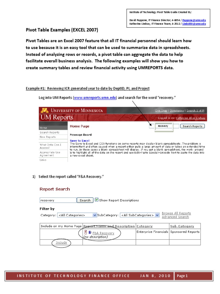 Pivot Tables Step by Step | PDF | Computer Data | Computing