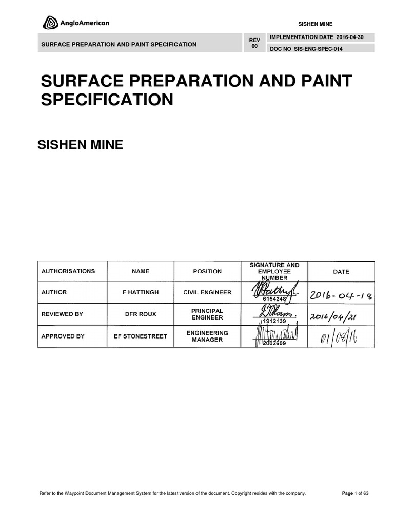Surface Preparation and Paint Specification | PDF | Corrosion | Abrasive