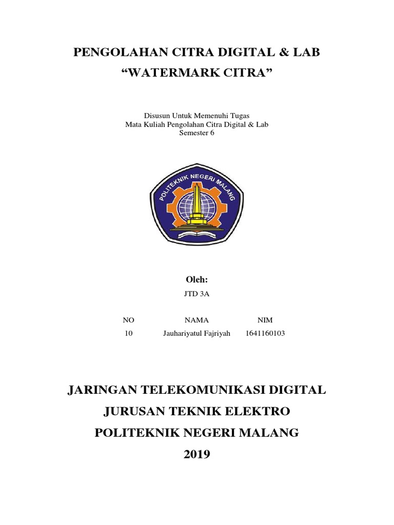 Simulasi Watermark Pada Citra | PDF