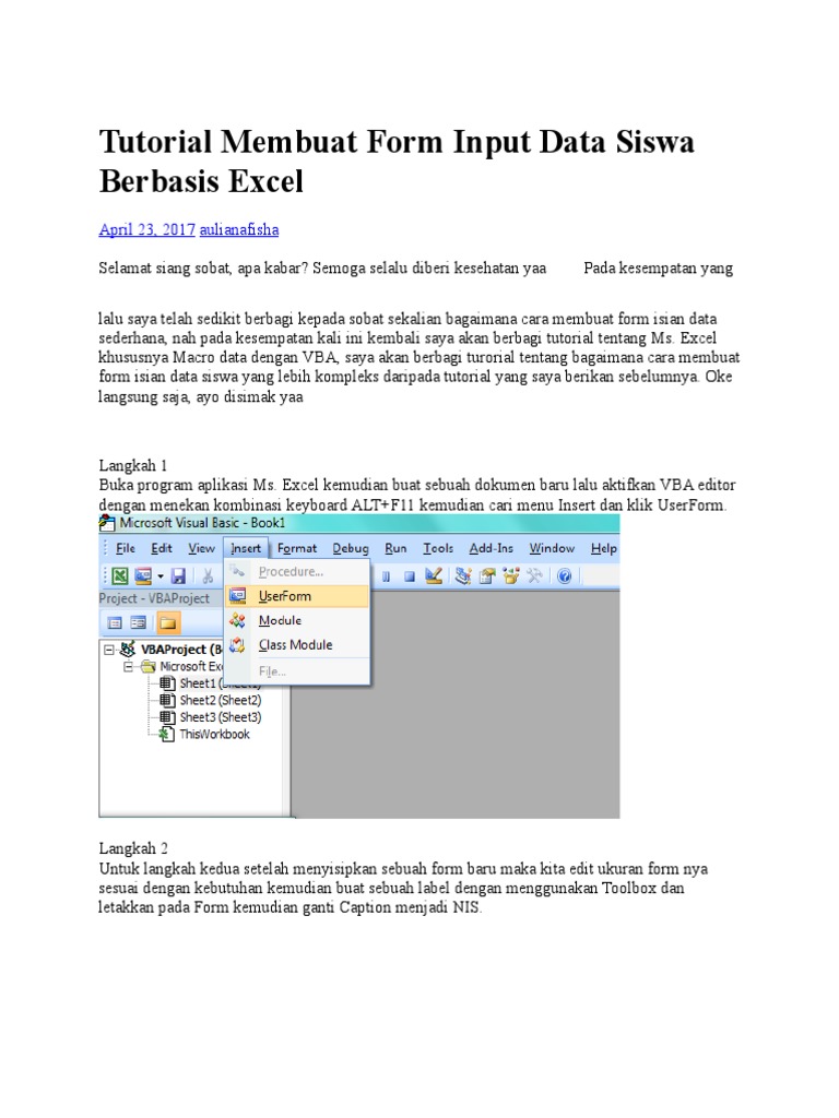 Tutorial Membuat Form Input Data Siswa Berbasis | PDF Tutorial Membuat Form Input Data Siswa Berbasis | PDF