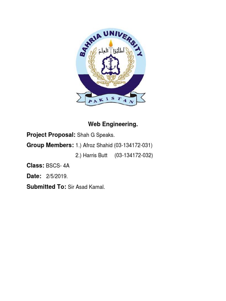 Web Engineering. Project Proposal: Group Members | PDF