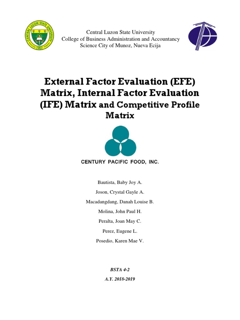 External Factor Evaluation (EFE) Matrix, Internal Factor Evaluation ...