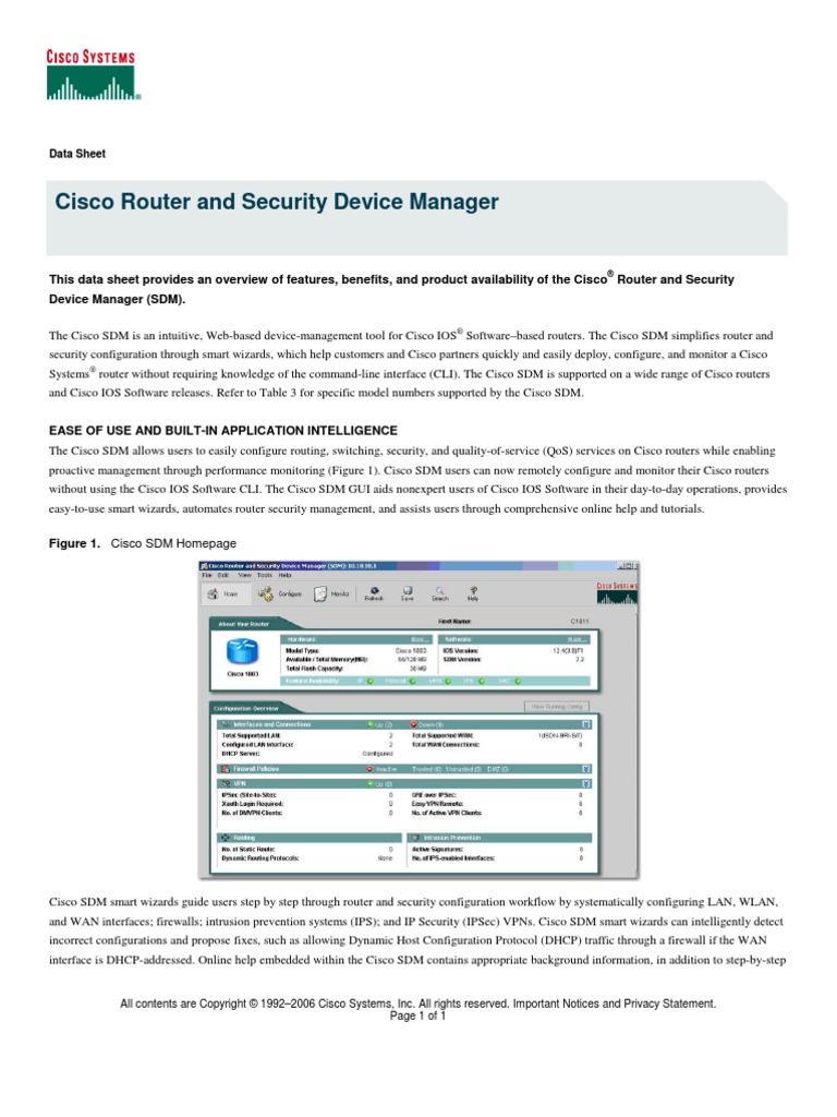 Cisco Router and Security Device Manager | PDF | Virtual Private Network | Router (Computing)