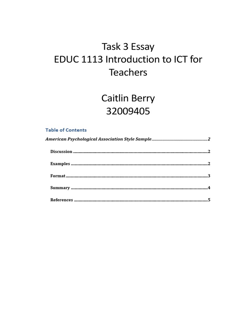 Task 3 Essay EDUC 1113 Introduction To ICT For Teachers Caitlin Berry ...