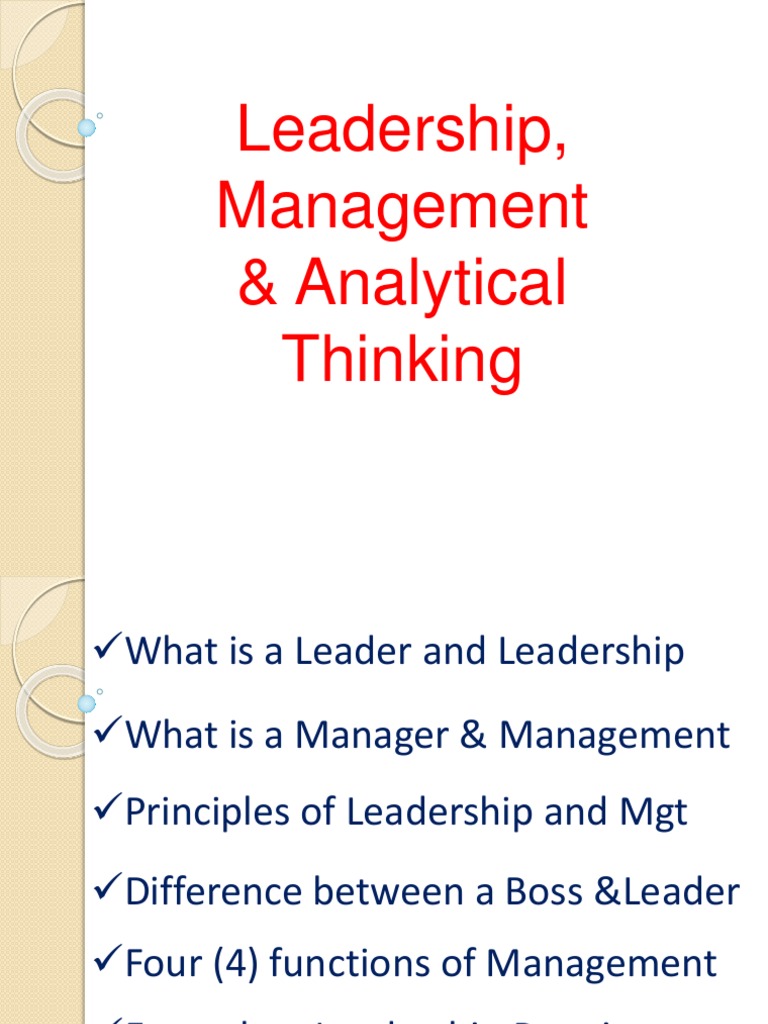 Leadership, Management & Analytical Thinking | PDF | Leadership | Goal