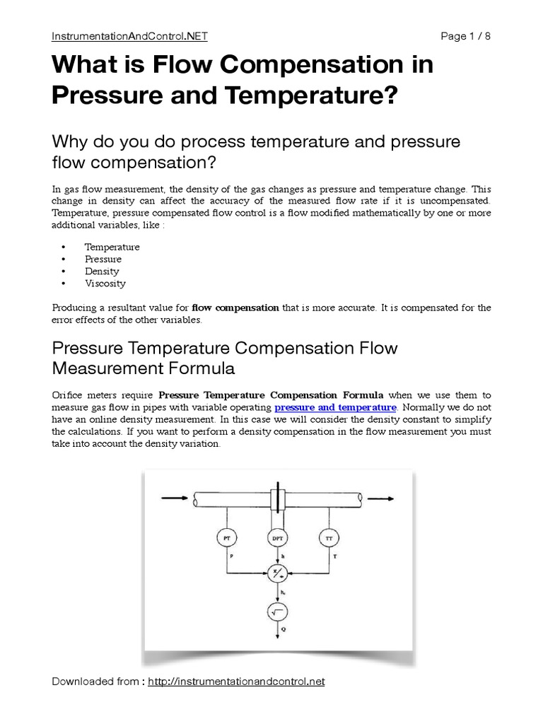 Flow Compensation in Pressure and Temperature | PDF | Flow Measurement ...