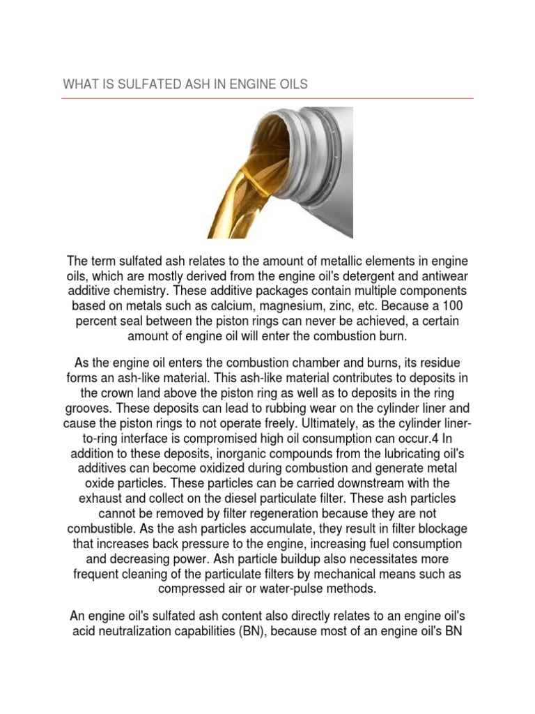 What Is Sulfated Ash in Engine Oils | PDF