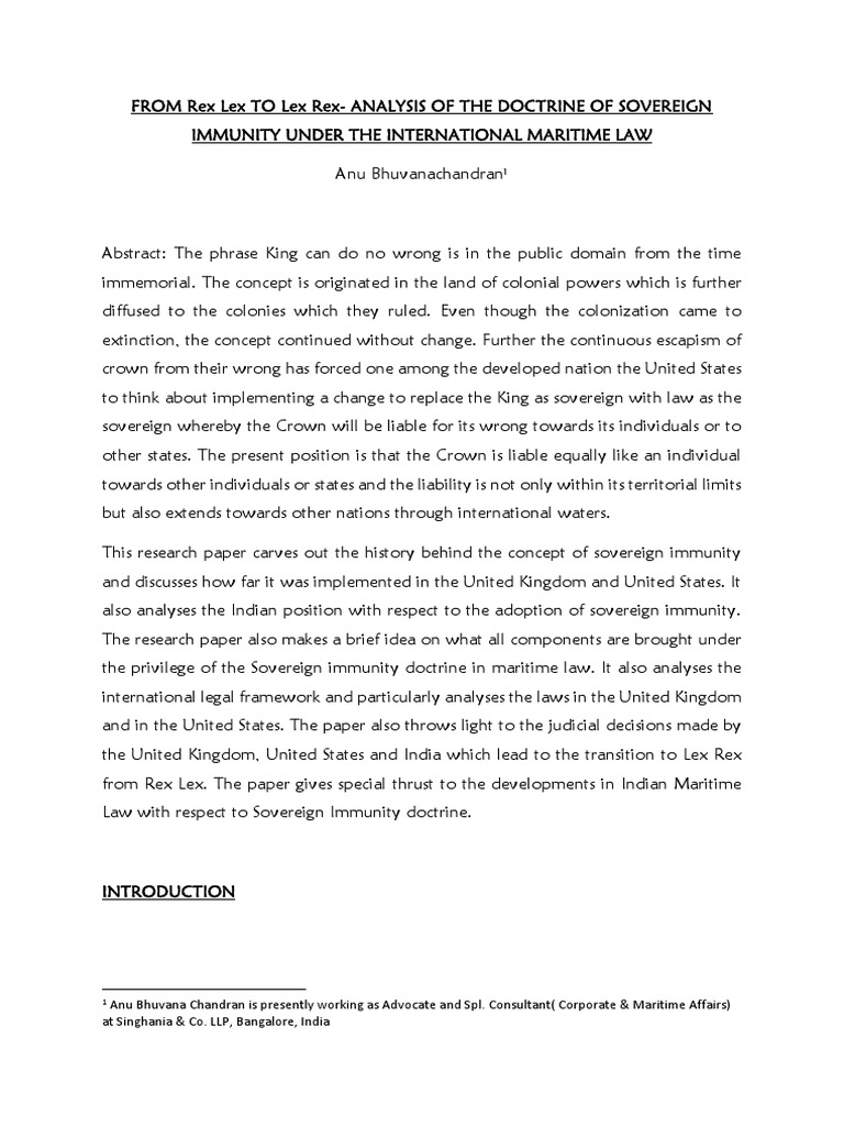 Sovereign Immunity | PDF | Sovereign Immunity | Admiralty Law