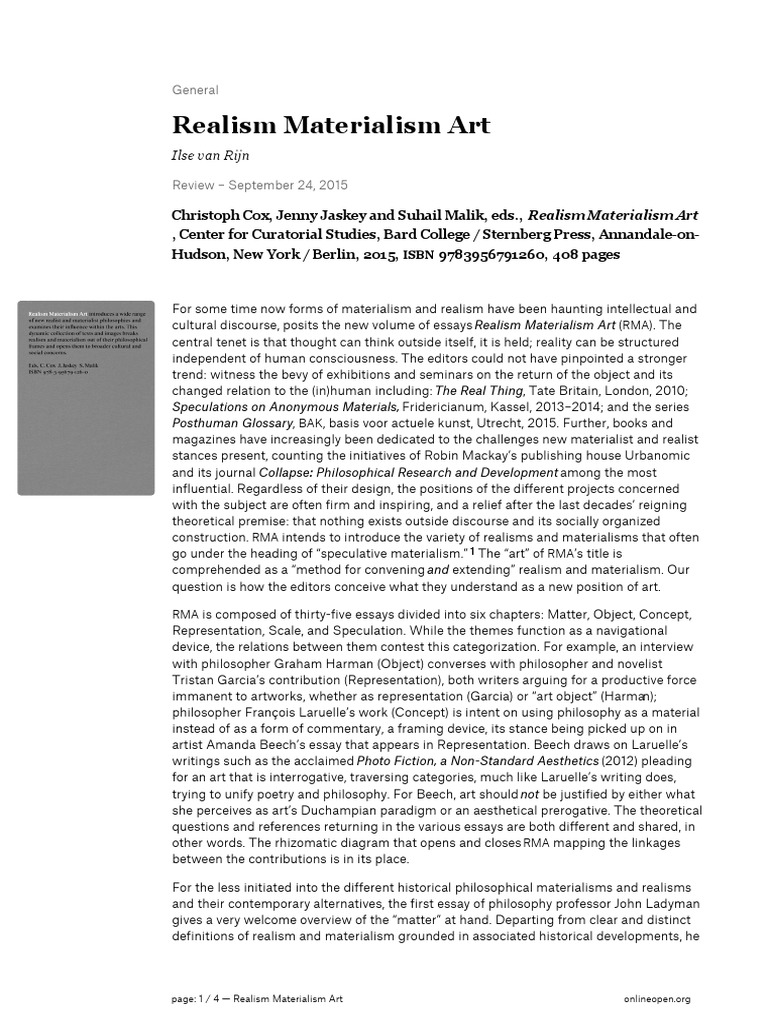 Realism Materialism Art | PDF | Philosophical Realism | Materialism