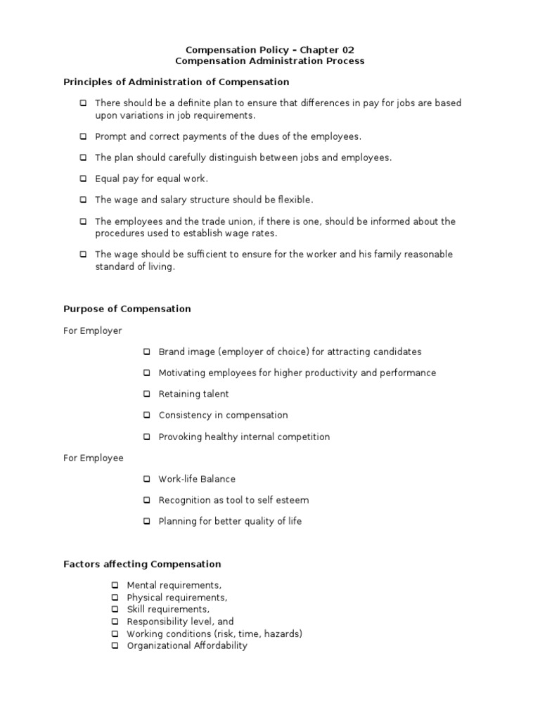 Compensation Policy - Chapter 02 Compensation Administration Process ...