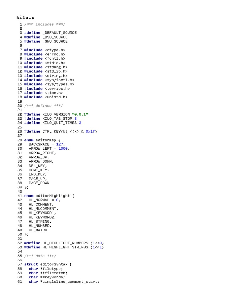 Kilo Source Code Listing Scribd | PDF | Programming Paradigms | Computer Data